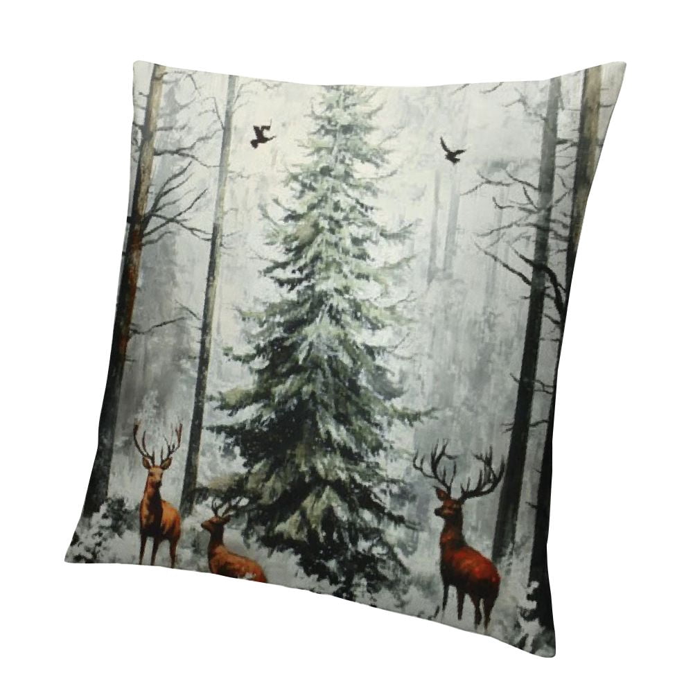 BCIIG Pine Tree Throw Pillow Covers Forest Deer Pillowcases Winter ...