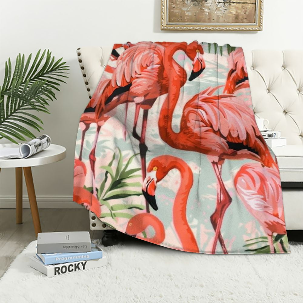 BCIIG Pink Flamingo Blanket, Tropical Animal Floral Exotic Birds Throw ...