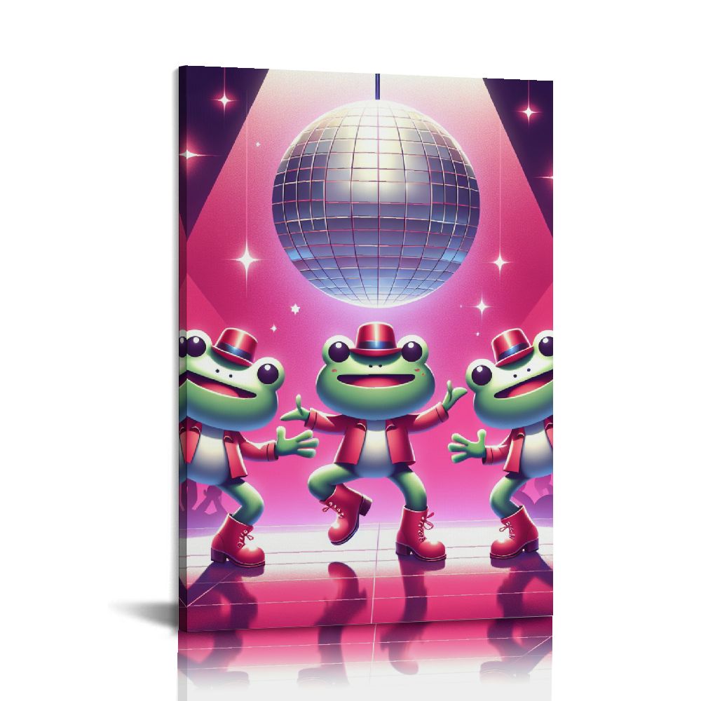 BCIIG Pink Frog Wall Art Cute Dancing Makeup Cowgirl Shoes Wall Decor ...