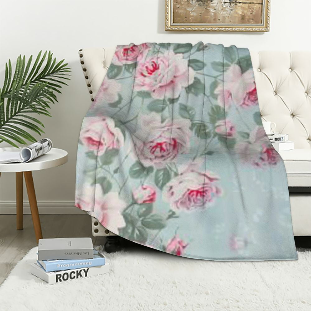 BCIIG Pink Rose Floral Blanket Gifts for Women Girls Chic Flowers ...