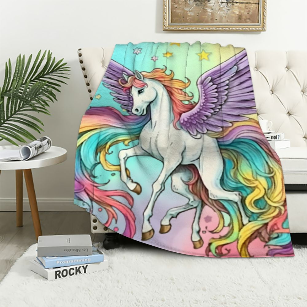 BCIIG Pink Unicorn Blanket Gifts for Girls Kids Soft Warm Lightweight ...