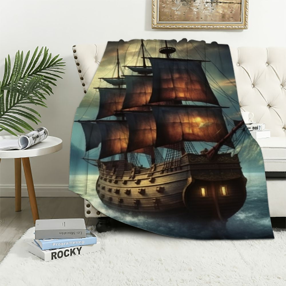 BCIIG Pirate Ship Theme Warm Lightweight Blanket Soft Fleece Throw ...