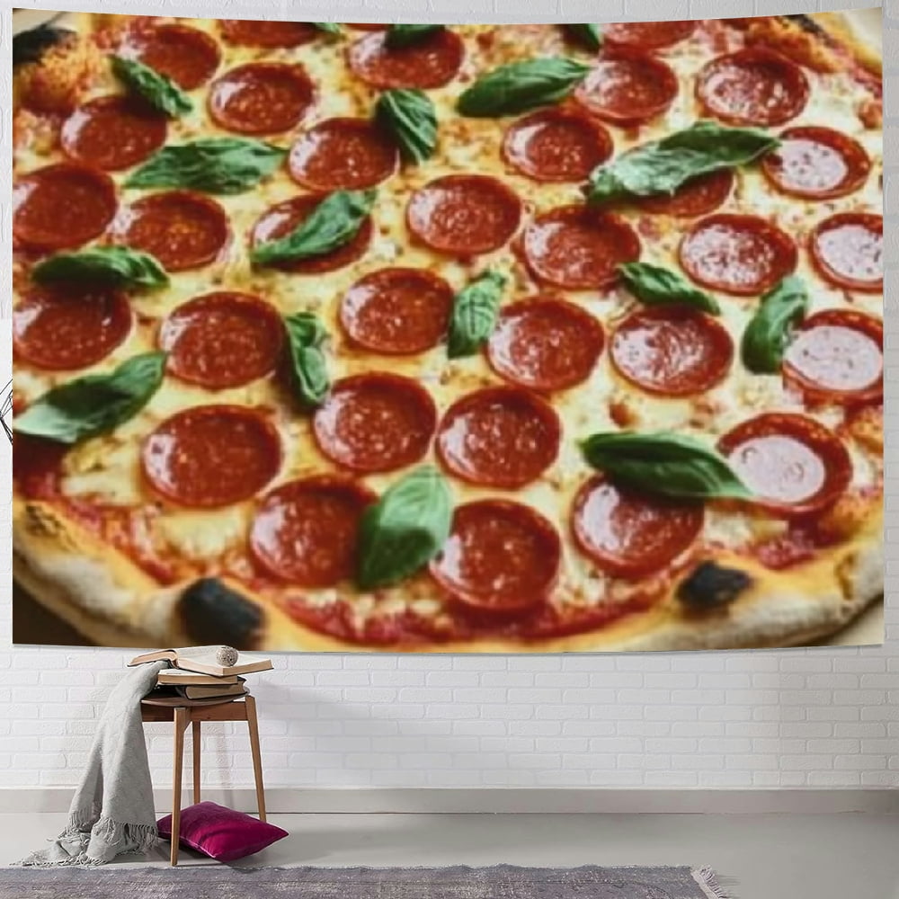 BCIIG Pizza Pepperoni Basil Tapestry Wall Hanging Unique Style for Home ...