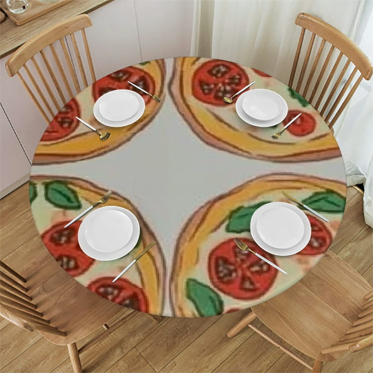 BCIIG Pizzas Tomatoes Toppings Round Tablecloth Stain-Resistant ...