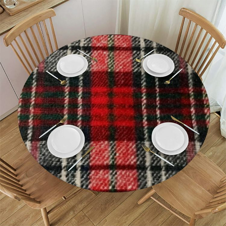 BCIIG Plaid Pattern Tartan Waterproof Round Tablecloth 100% Polyester ...
