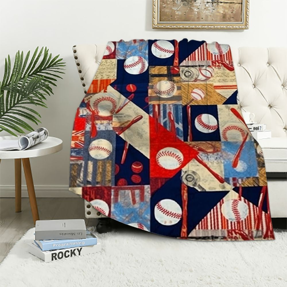 BCIIG Plaid Throw Blanket Baseball Sports Theme Bed Blanket for Kids ...