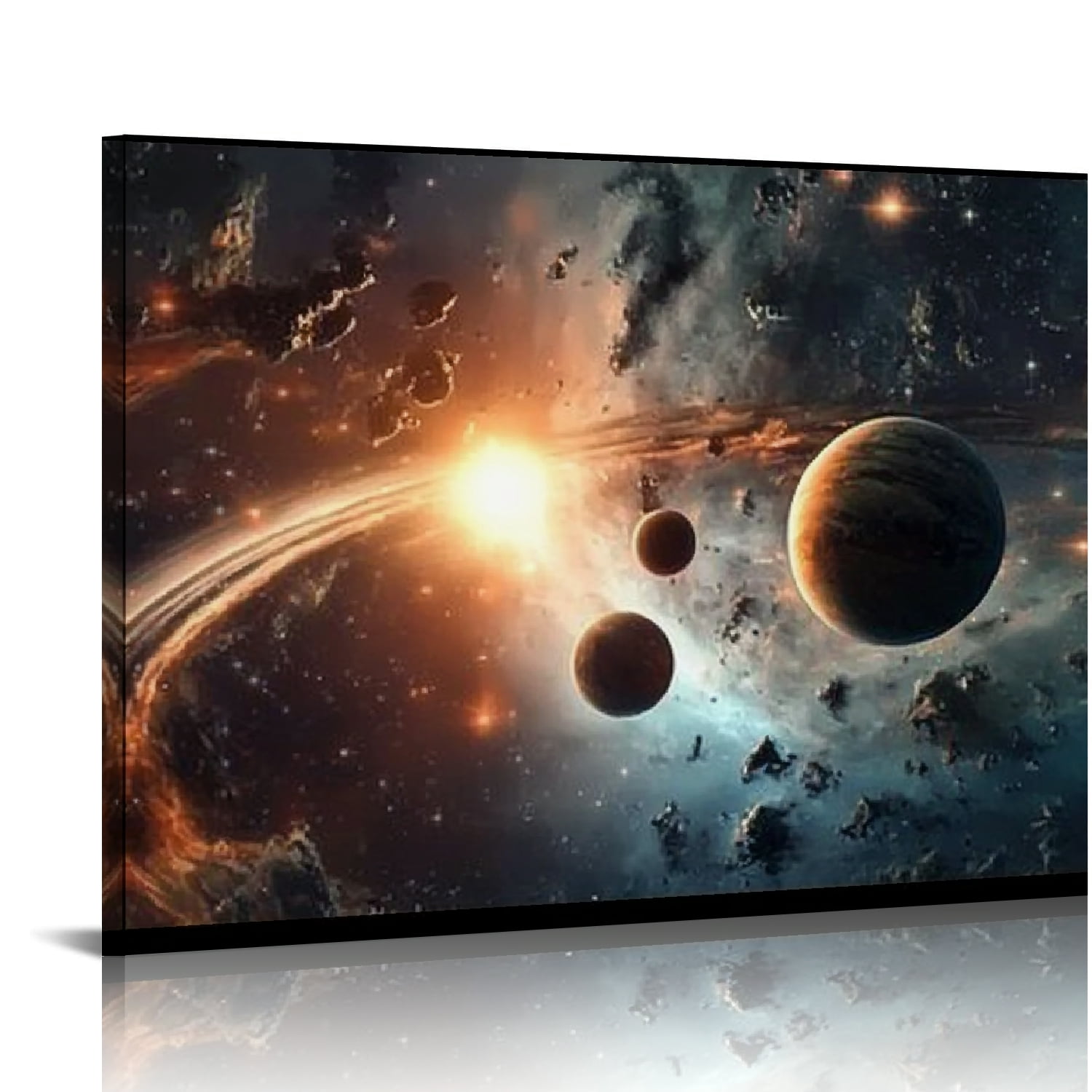 BCIIG Planets Sun Stars Canvas Art Print Home Decor for Living Room ...