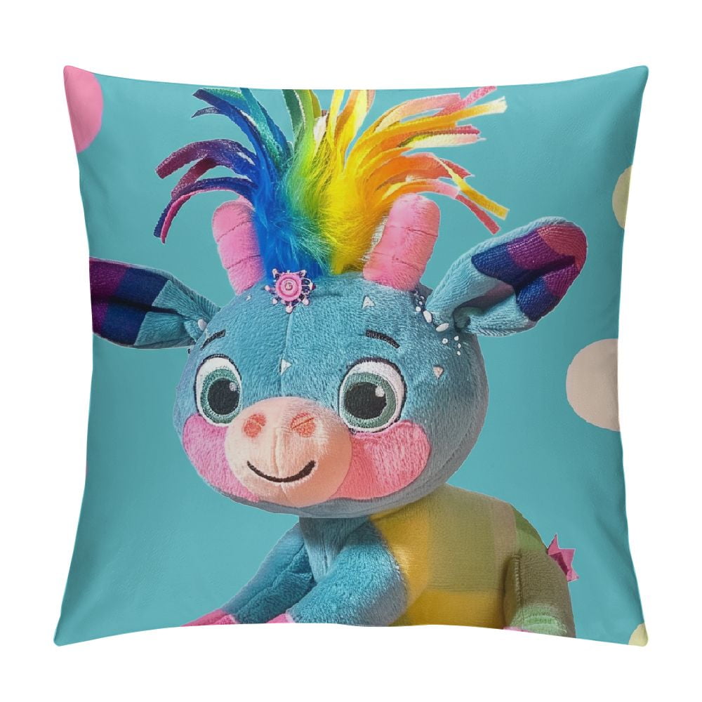 BCIIG Plush Animal Rainbow Mohawk Surreal Graphic Decorative Pillowcase ...