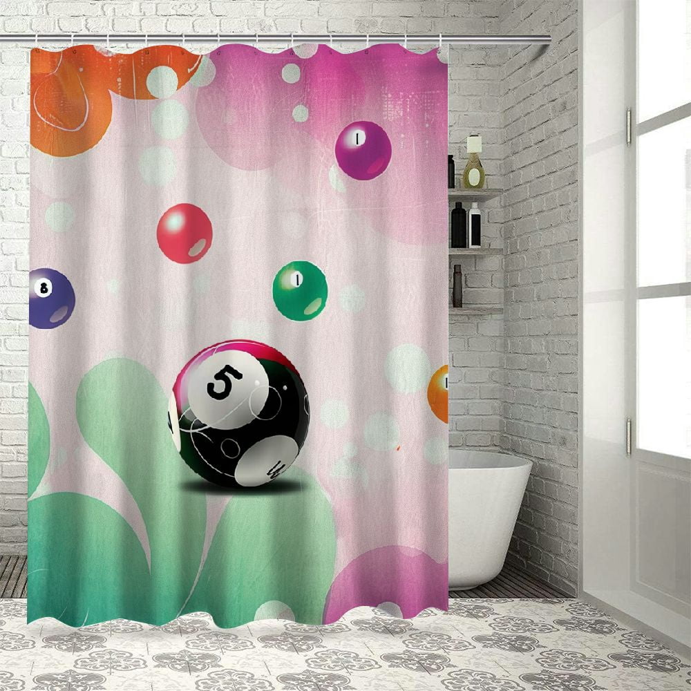 BCIIG Pool Ball Billiards Banner Polka Dots Bathroom Decor Set Colorful ...