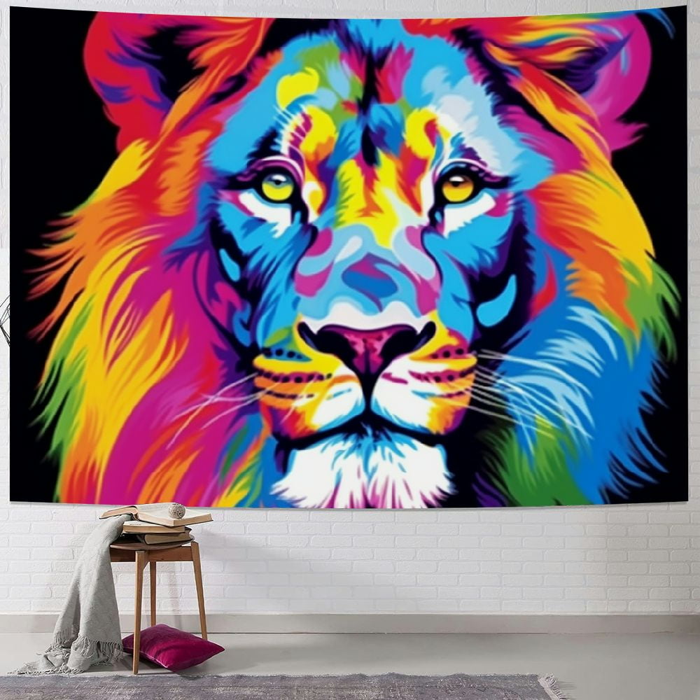 BCIIG Pop Art Lion Tapestry Wall Hanging Unique Style Graphic ...