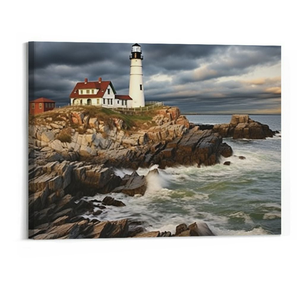 BCIIG Portland Maine Lighthouse at Sunrise Canvas Wall Art Print ...