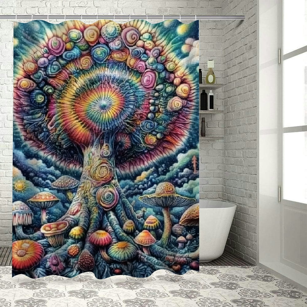 BCIIG Psychedelic Bathroom Shower Curtain Set with Hooks - 100% Polyester 69"x72 - Walmart.com