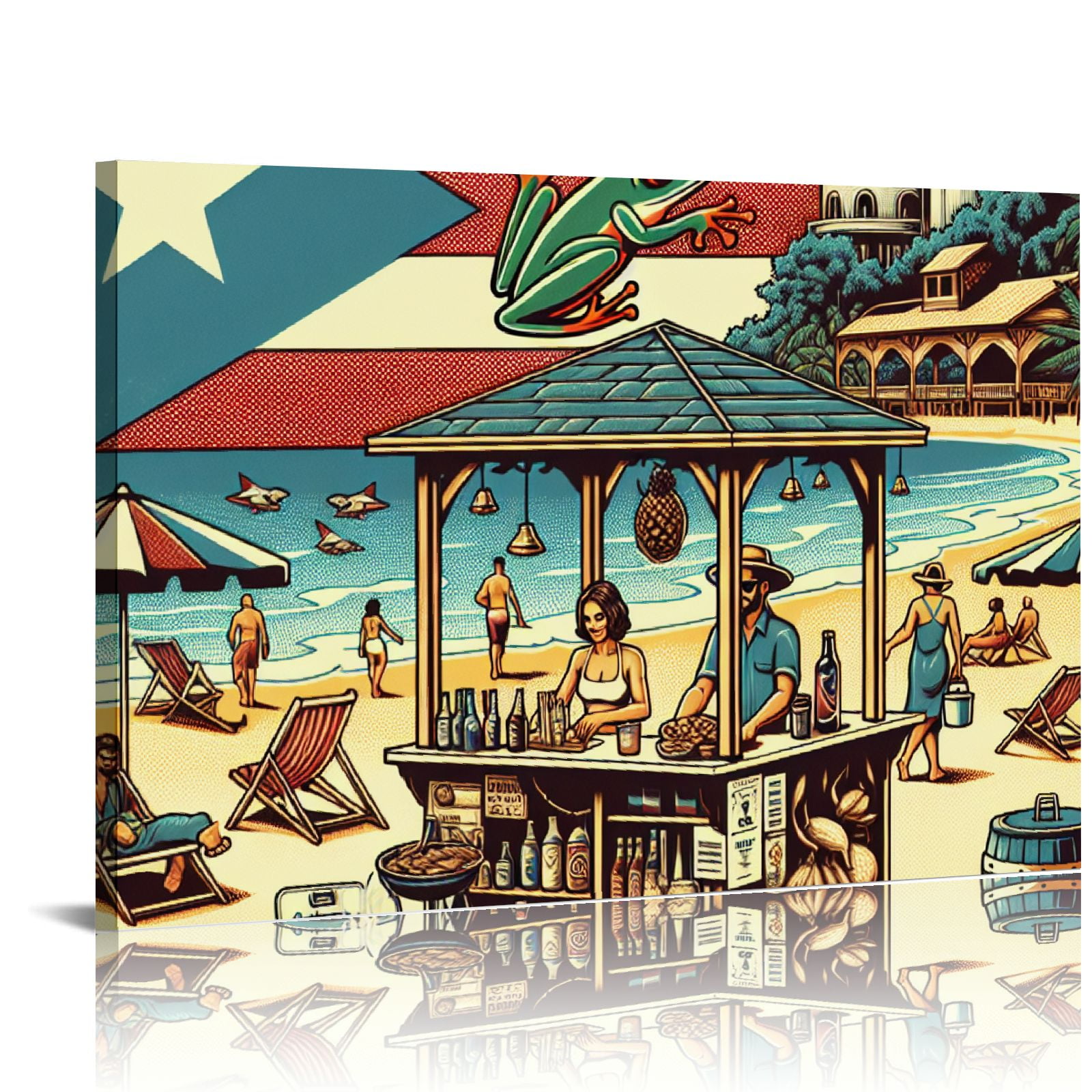 BCIIG Puerto Rico Flag Bathroom Decor Canvas Wall Art Painting,Summer ...