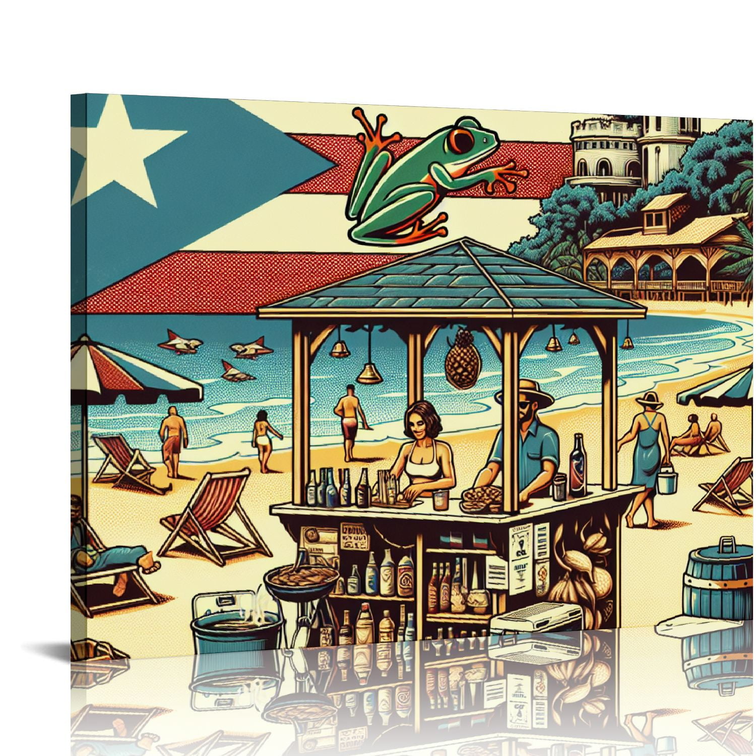 BCIIG Puerto Rico Flag Bathroom Decor Canvas Wall Art Painting,Summer ...