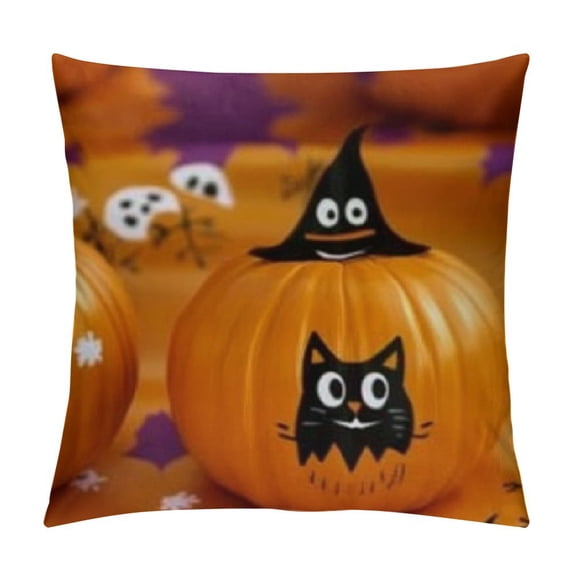 BCIIG Pumpkins Ghost Faces Black Cat Graphic Decorative Throw Pillow ...