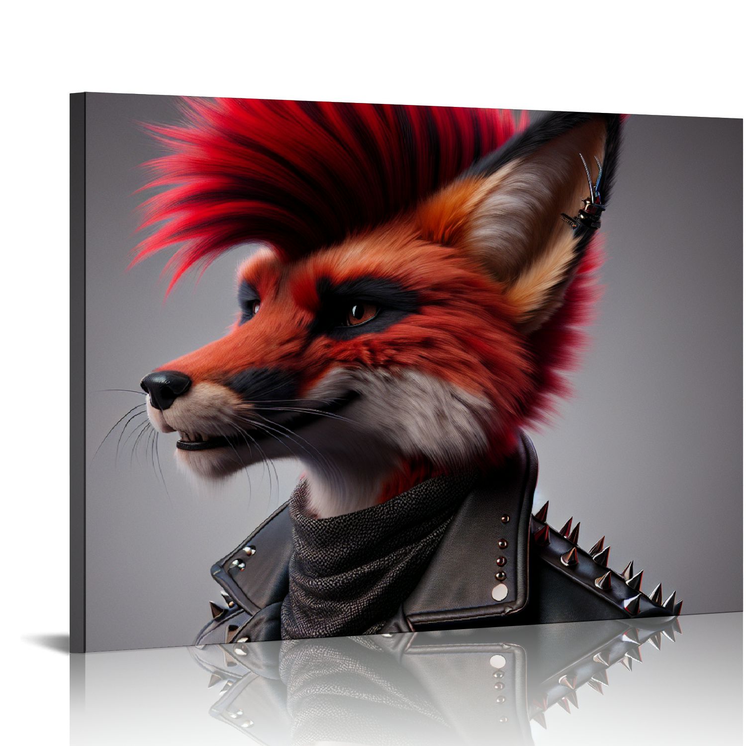 BCIIG Punk Fox Canvas Wall Art Anime Fox Playing Rock Painting Dark ...