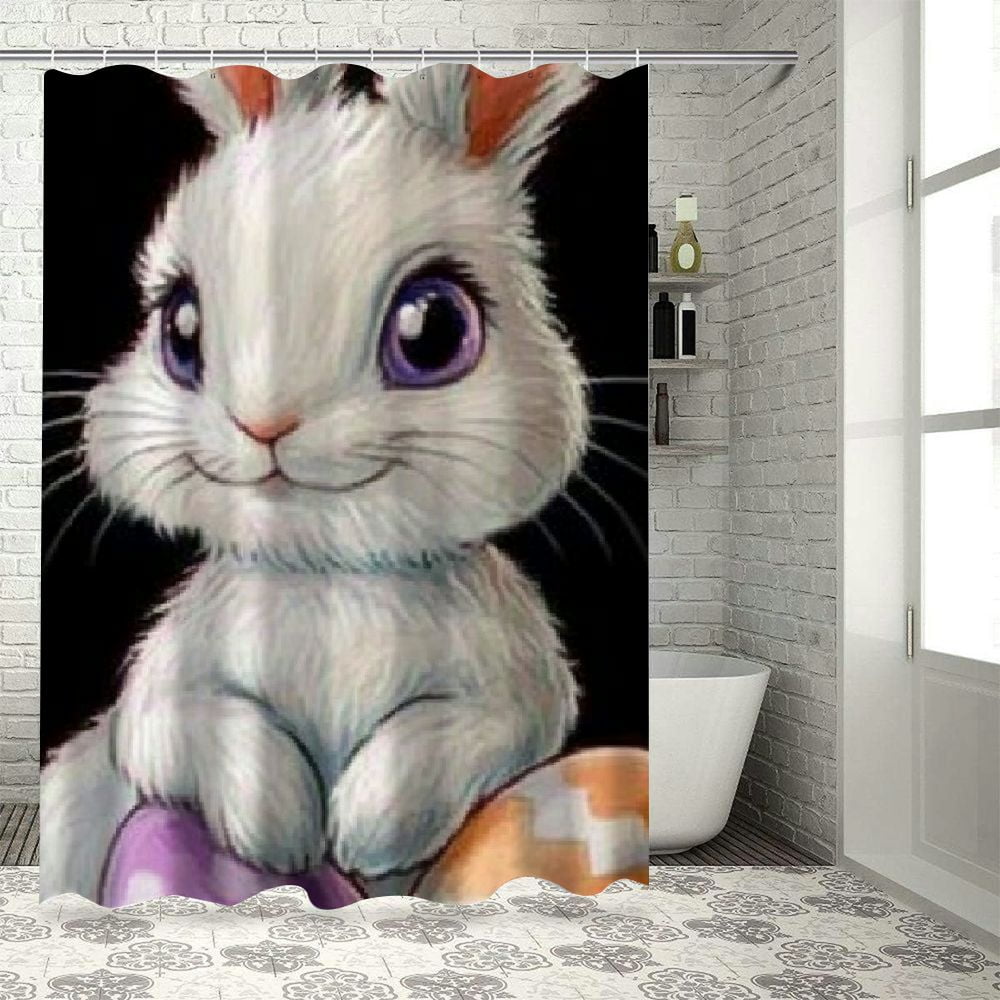BCIIG Rabbit Egg Cute Washable Shower Curtain with Hooks for Bathroom ...