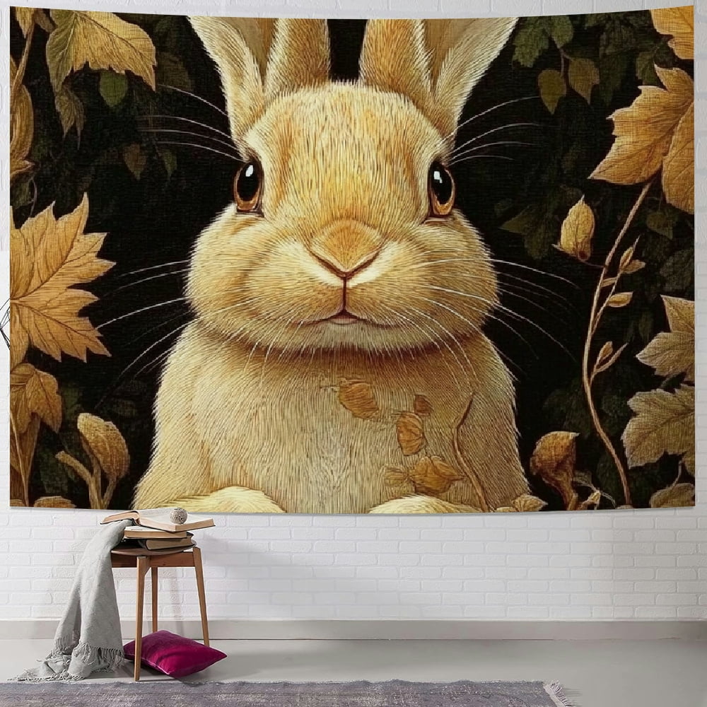 BCIIG Rabbit Forest Leaves Tapestry Wall Hanging Unique Style Graphic ...