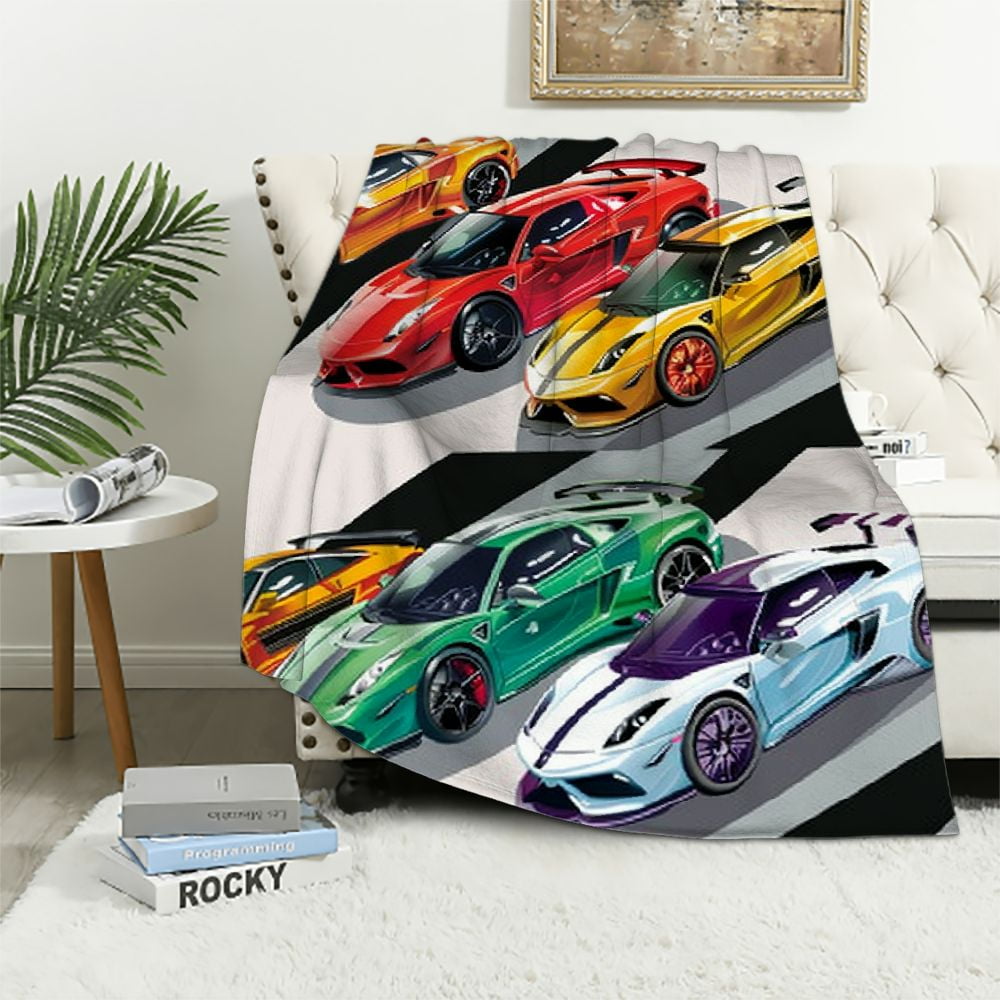 BCIIG Racing Car Theme Throw Blanket for Kids, Multicolor Sport Race ...