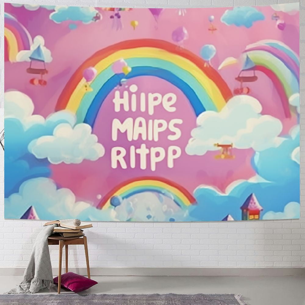 BCIIG Rainbow Clouds Happy Place Tapestry Wall Hanging Unique Style for ...