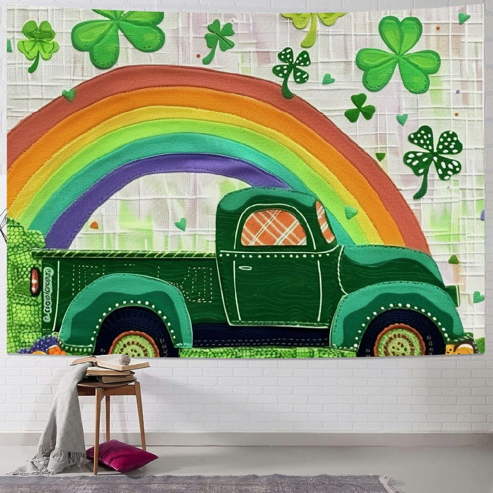 BCIIG Rainbow Shamrock Folk Art Tapestry Wall Hanging Unique Style for ...