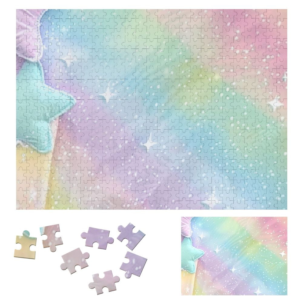 BCIIG Rainbow Stars Pastel Colors Wooden Jigsaw Puzzle Horizontal Style ...