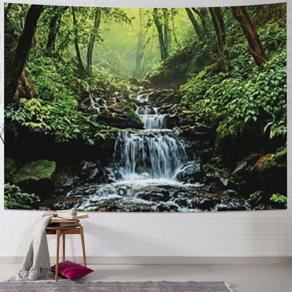 BCIIG Rainforest Landscape Tapestry Wall Hanging Green Forest Tapestry ...