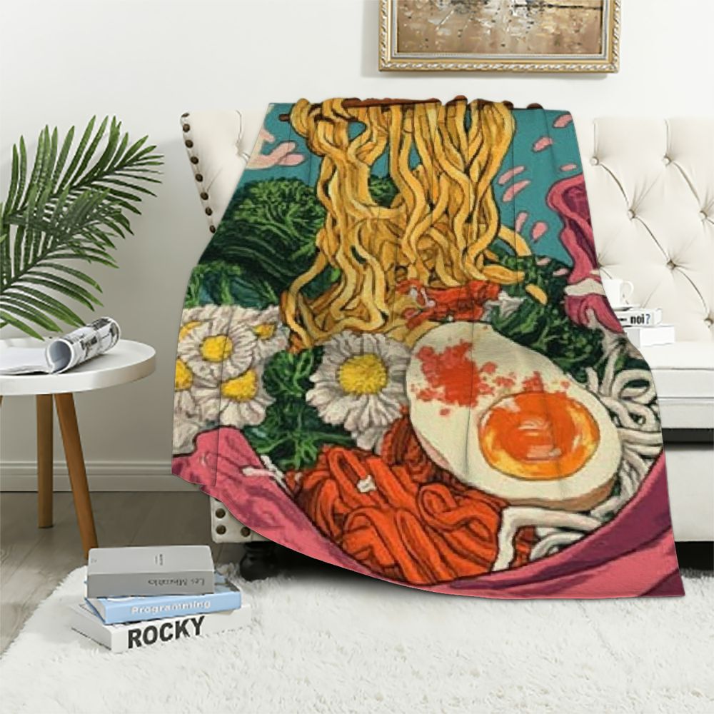 BCIIG Ramen Blanket Cartoon Ramen Noodles Blanket Ramen Decor, Funny ...