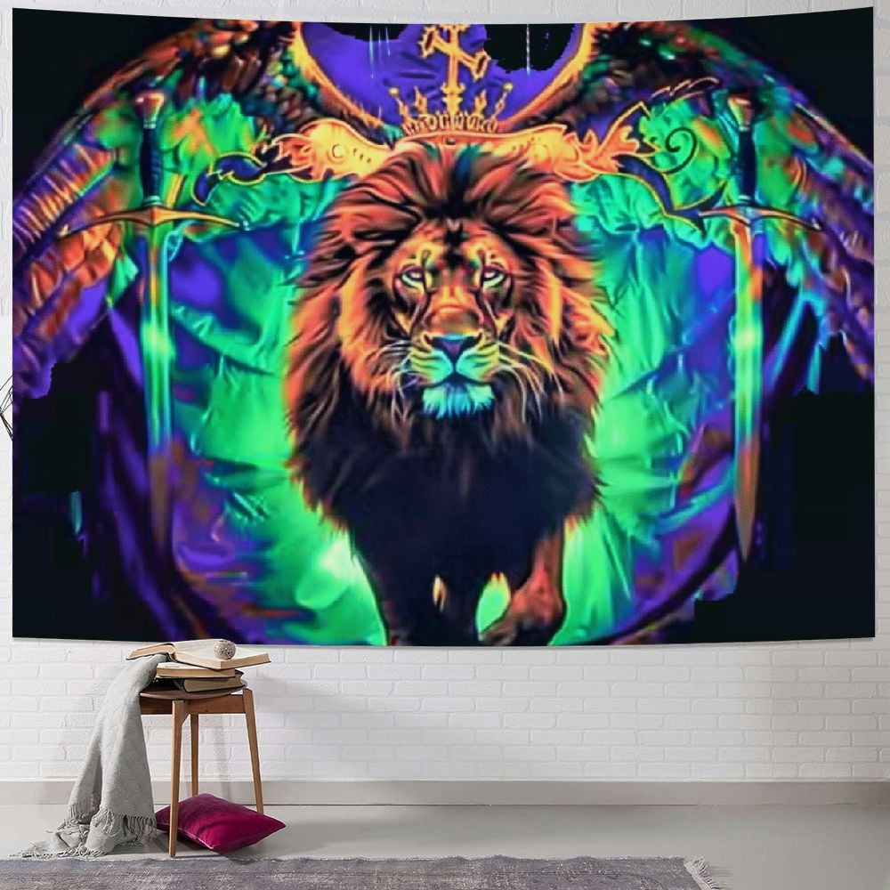 BCIIG Rastafarian Tapestry Lion Head Bob UV Tapestry Wall Hanging ...
