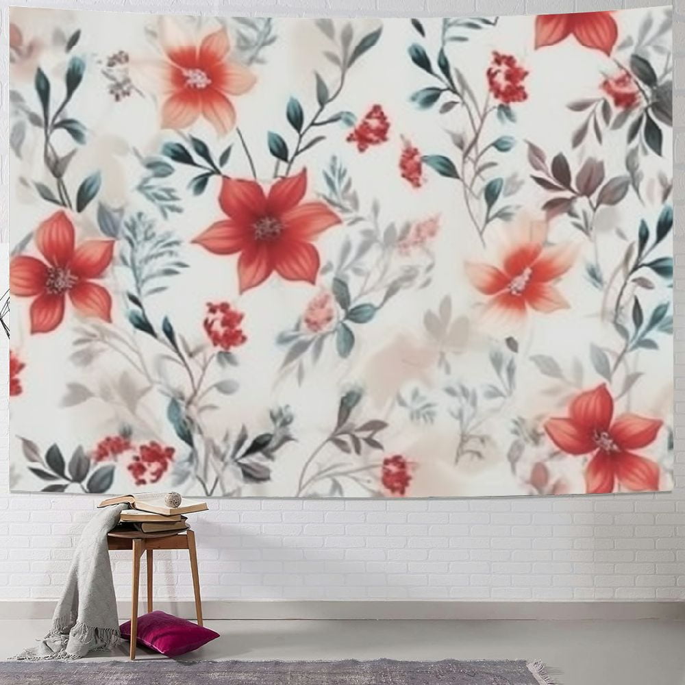 BCIIG Red Flower Tapestry Wall Hanging Unique Style Graphic Tapestries ...