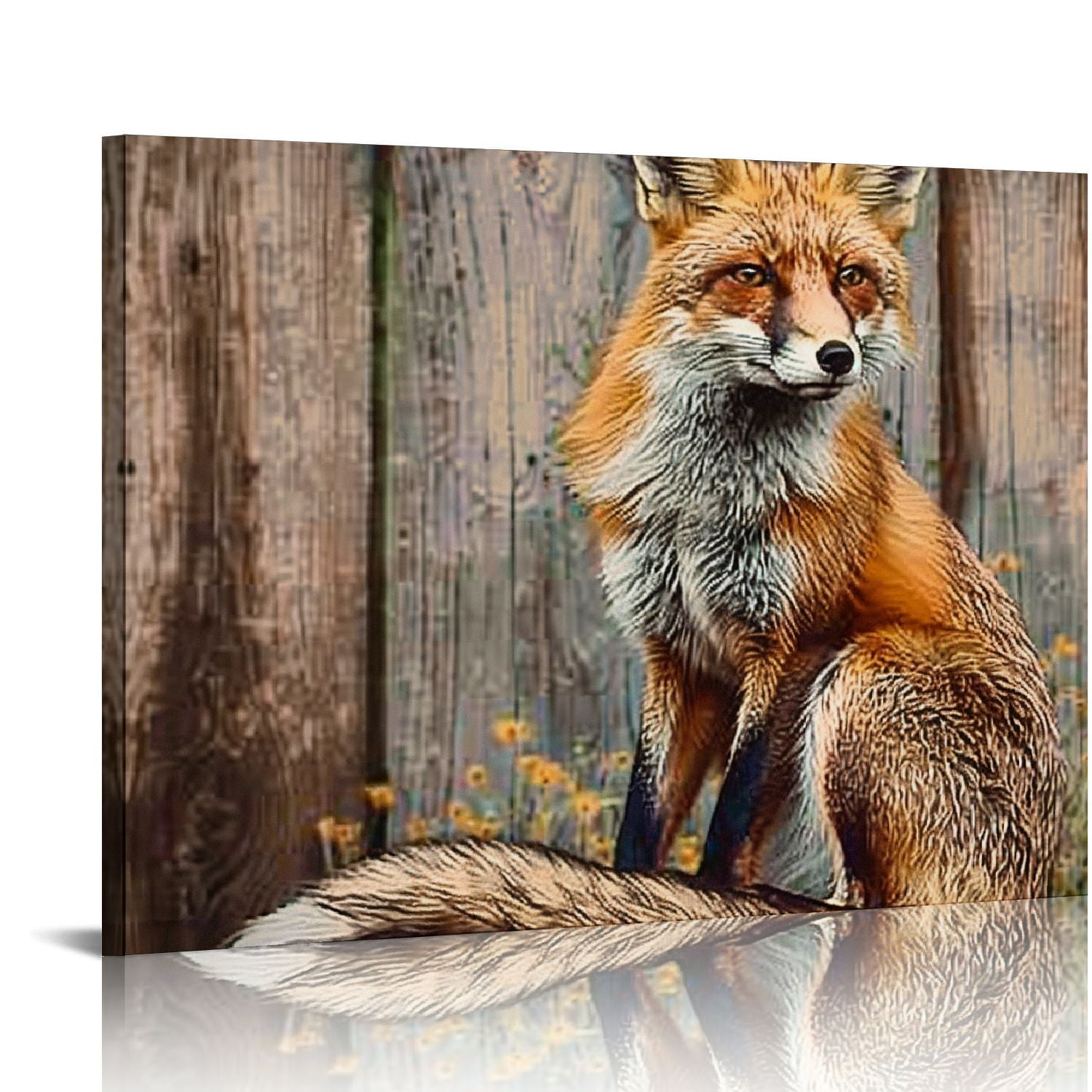 BCIIG Red Fox Canvas Wall Art Fox Portrait Picture Prints Rustic Wild Animal Painting for Cabin ...