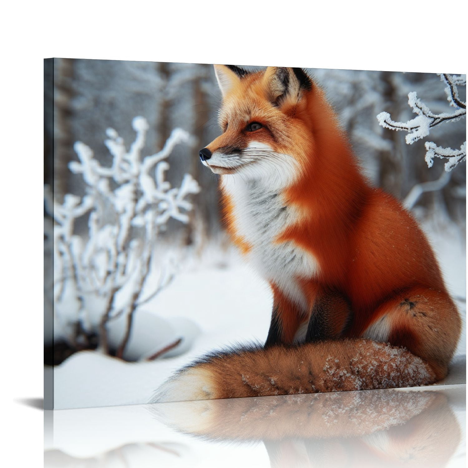 BCIIG Red Fox Canvas Wall Art Wildlife Decor Fox Hunting in the Snow ...