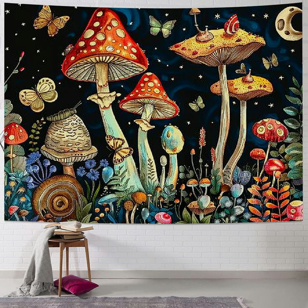 BCIIG Red Mushroom Tapestry Moon Star Tapestries for Bedroom Aesthetic ...
