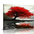 BCIIG Red Tree Wall Art Large Framed Canvas Print, Black and White ...
