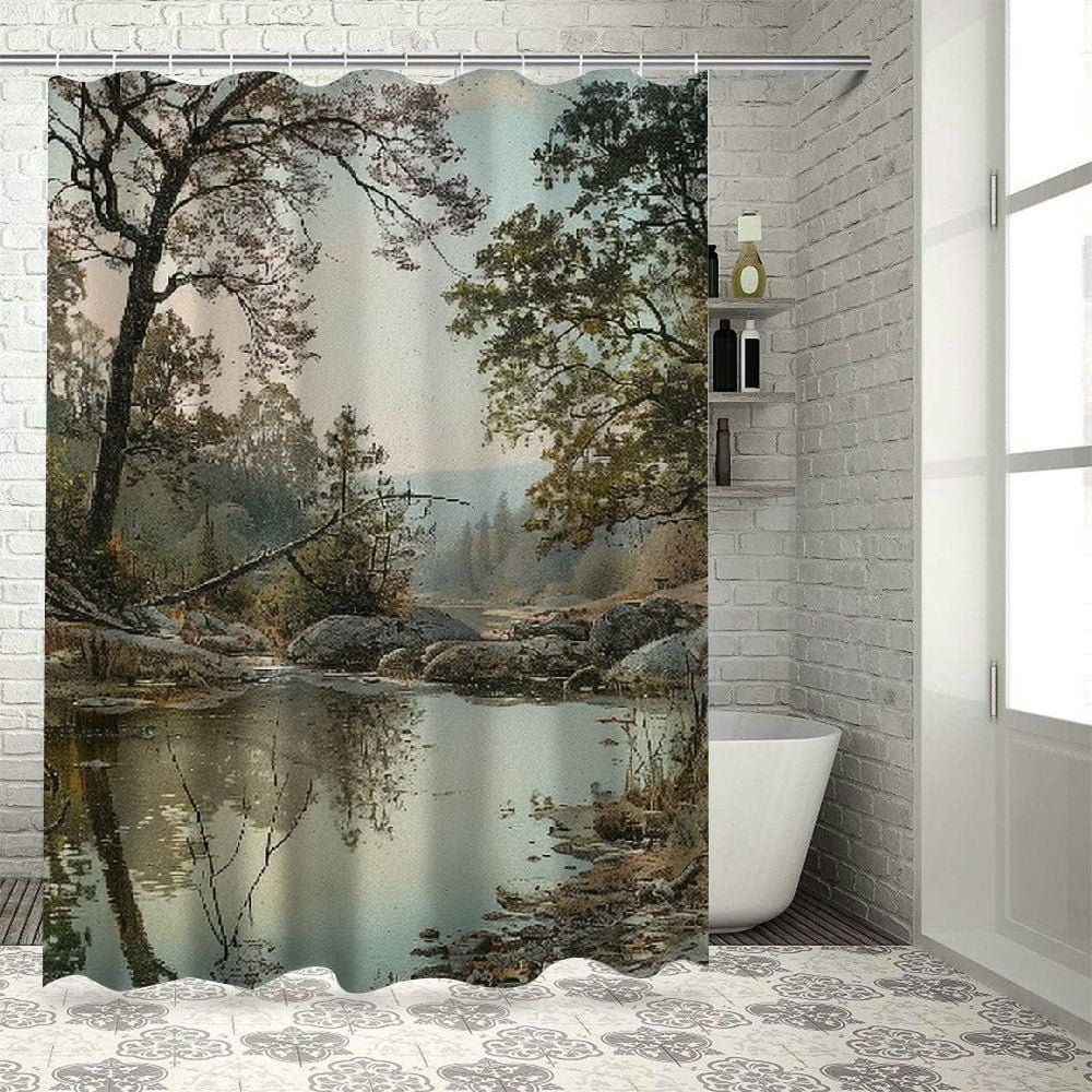 BCIIG River Trees Rocks Bathroom Decor Set Multi-Size Colorful ...
