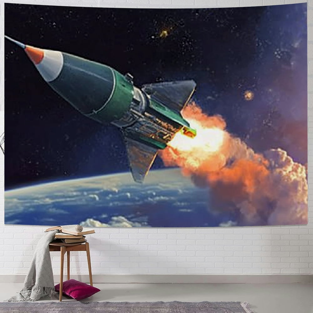 BCIIG Rocket Flying Space Art Tapestry Wall Hanging Home Decor ...