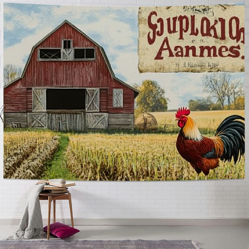 BCIIG Rooster Barn Farmhouse Tapestry Wall Hanging Home Decor 60x50inch ...