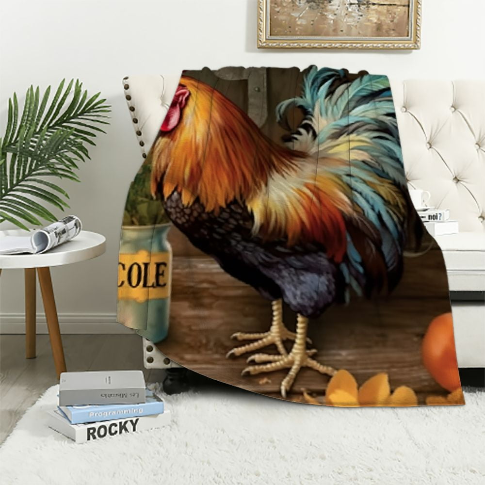 BCIIG Rooster Blanket Chicken Hen Throw Blankets Plush Cozy Flannel ...