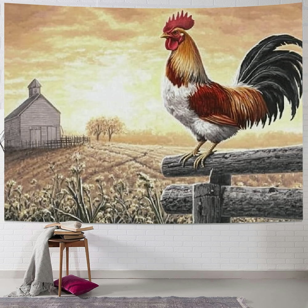 BCIIG Rooster Farm Tapestry Wall Hanging Unique Style Graphic ...