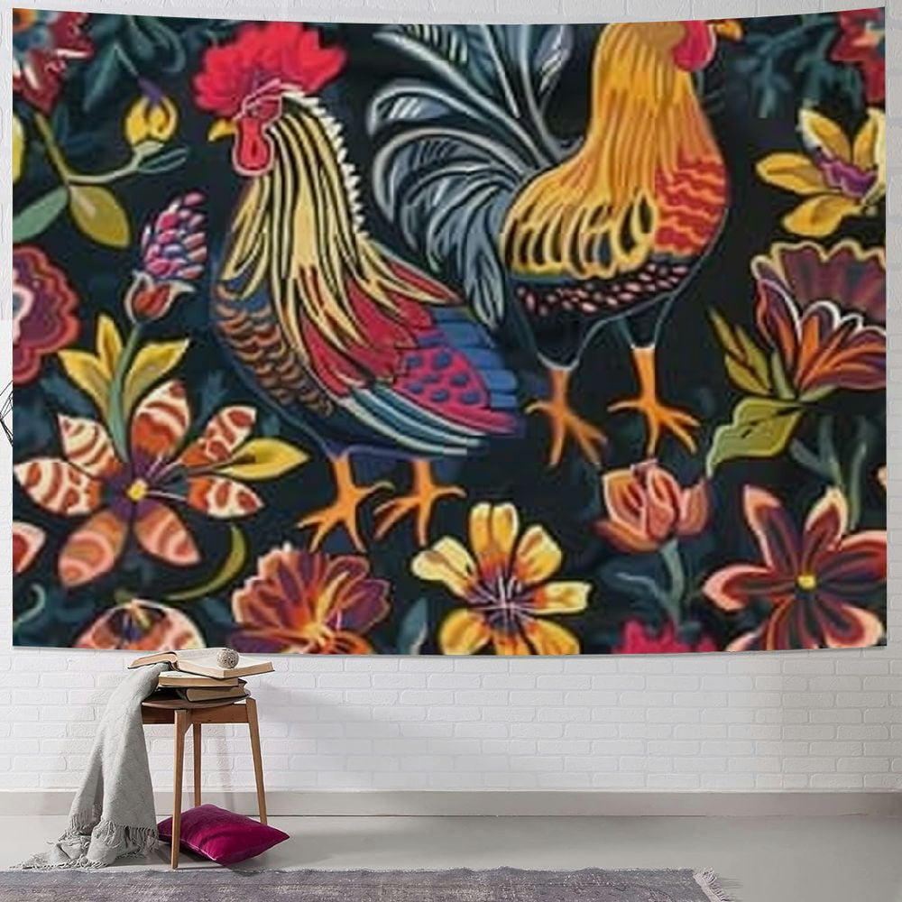 BCIIG Roosters Flowers Annabel Kidston Tapestry Wall Hanging Unique ...