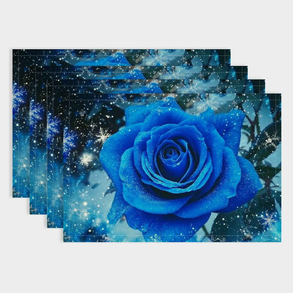 BCIIG Rose Flowers Table Place Mats Set of 4 Rose Floral Flower ...