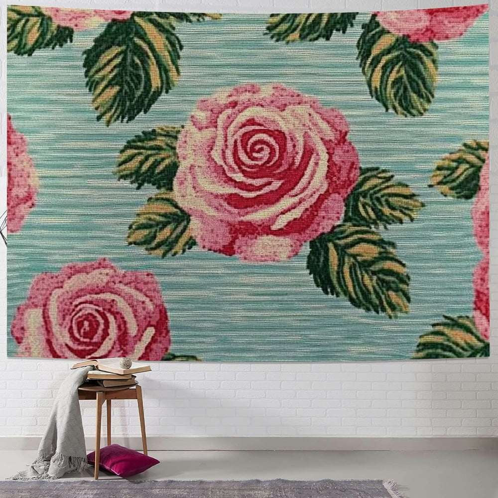 BCIIG Rose Leaves Pattern Tapestry Wall Hanging Unique Style for Home ...
