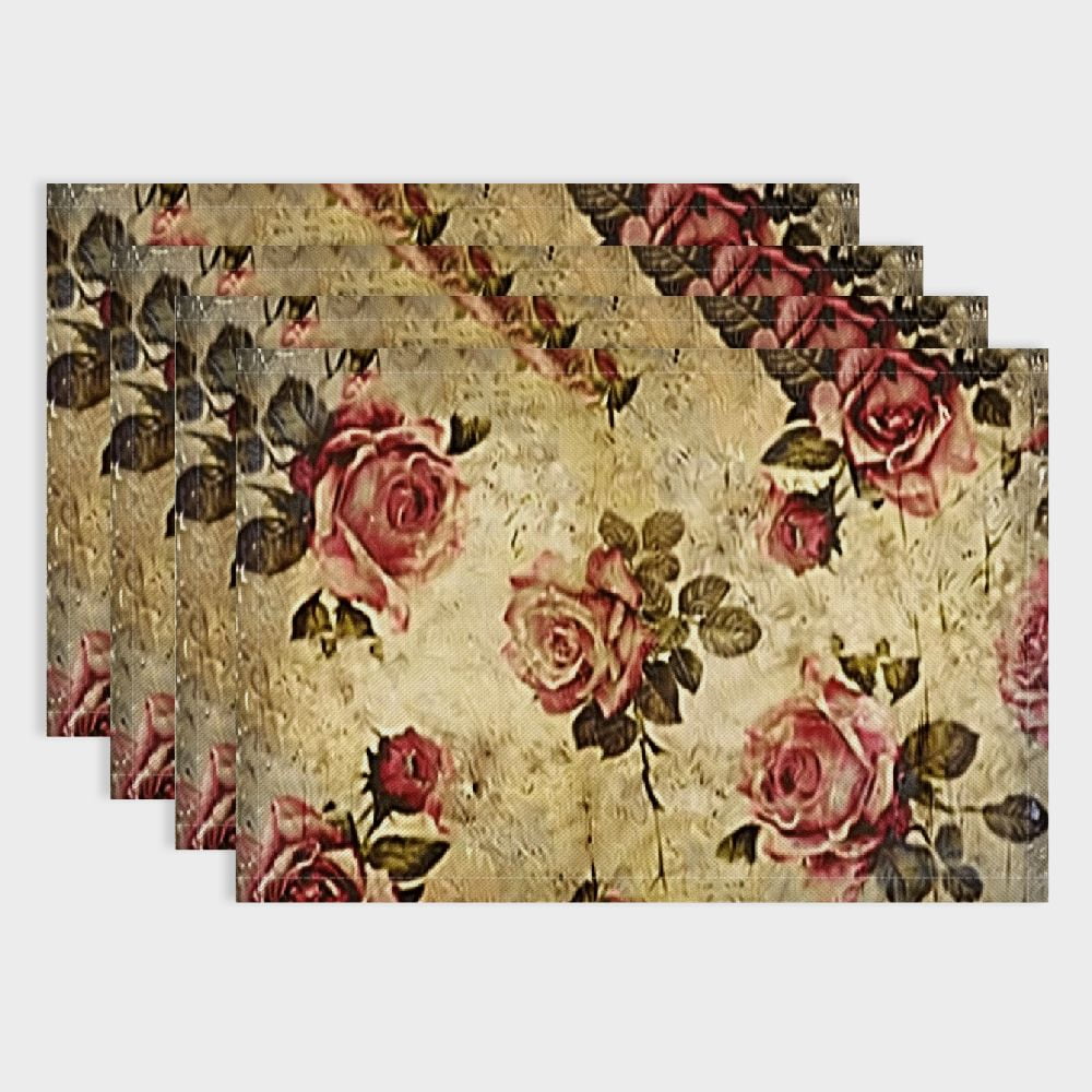 BCIIG Rose Place Mats Set of , Old Fashioned Victorian Style Pattern ...