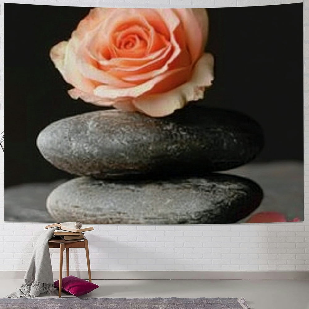BCIIG Rose Sculpture Stones Tapestry Wall Hanging Unique Style for Home ...