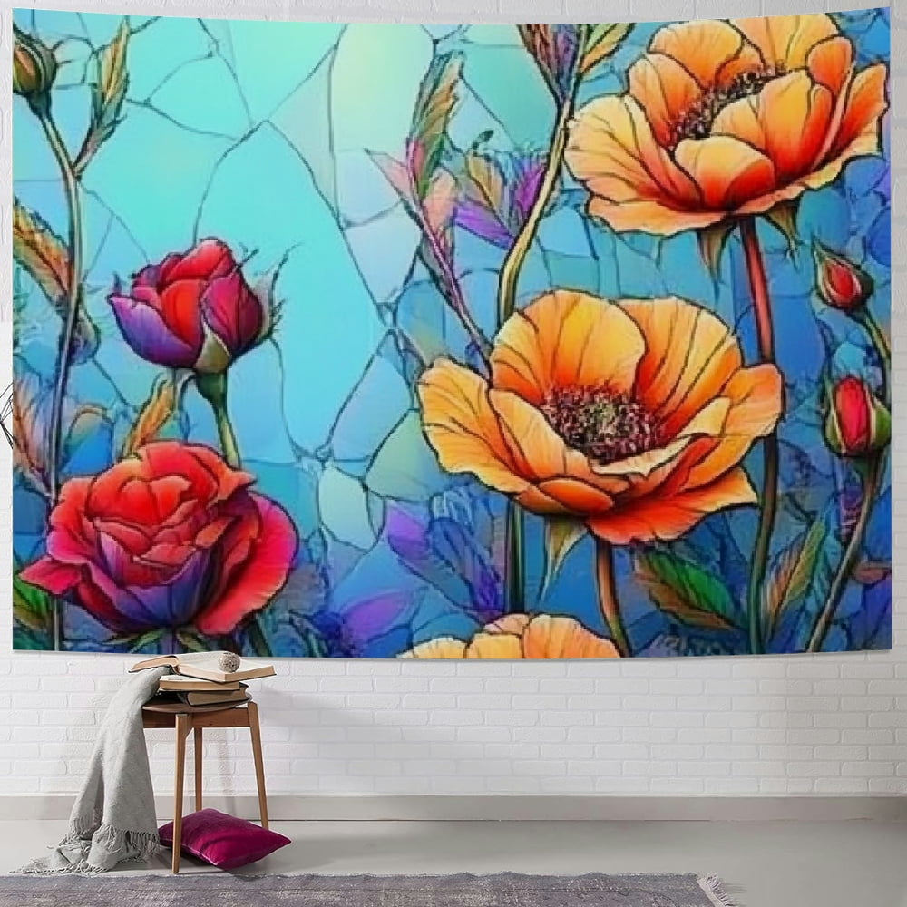 BCIIG Roses Tapestry Wall Hanging Unique Style Graphic Tapestries Home ...