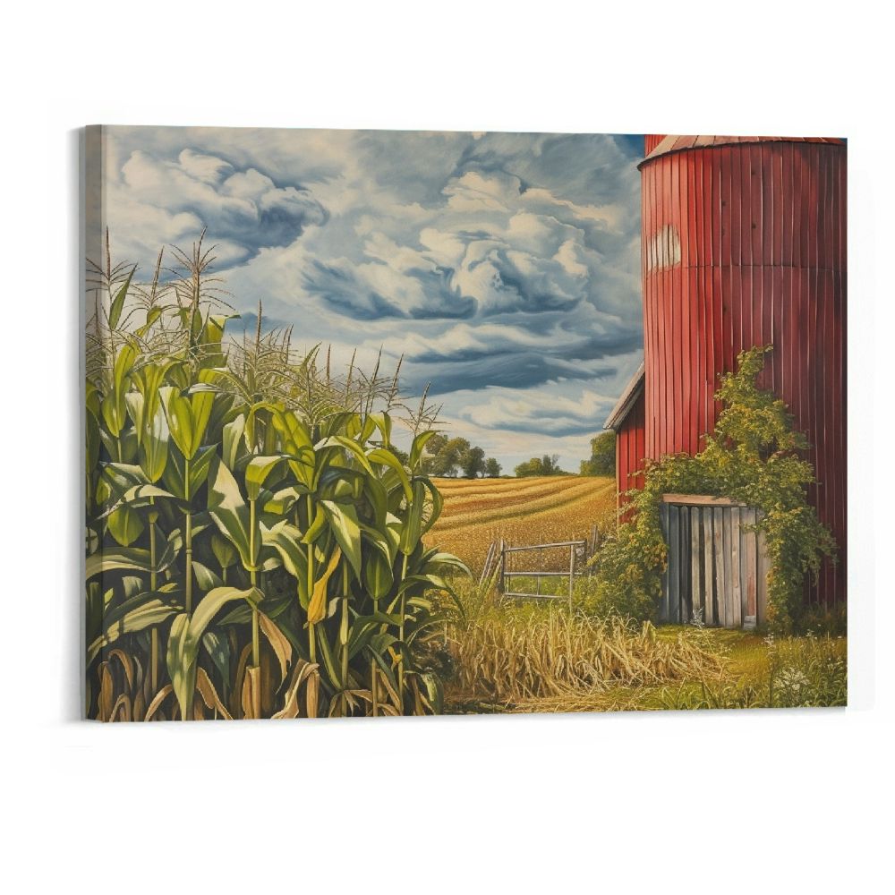 BCIIG Rustic American Barn Canvas Wall Art Farmhouse Windmill Flag ...