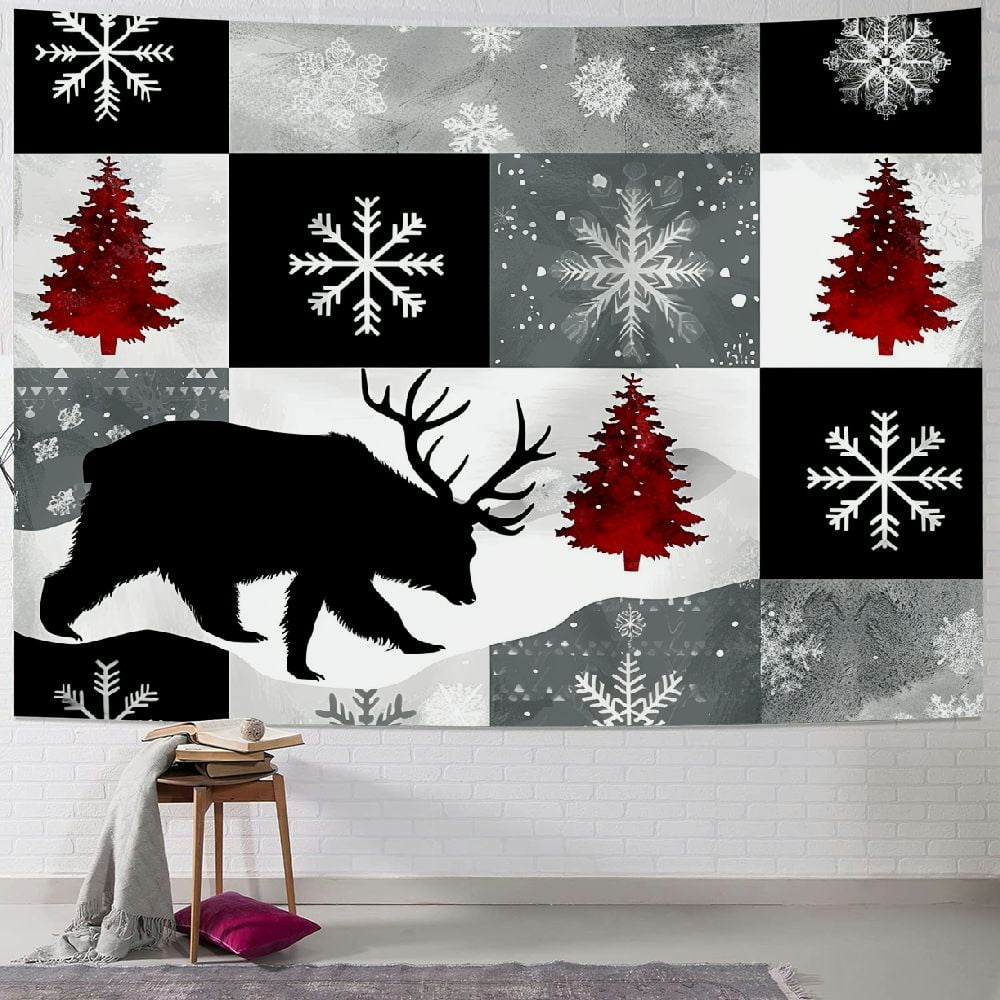 BCIIG Rustic Bear Deer Tapestry Cabin Red Black Buffalo Check Plaid ...