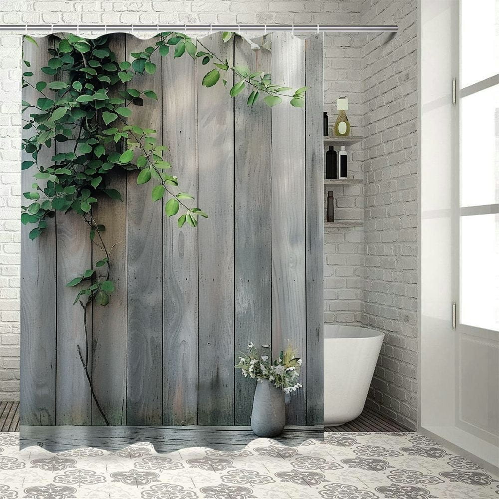 BCIIG Rustic Green Leaves Vine Shower Curtain for Bathroom Decor Lush ...