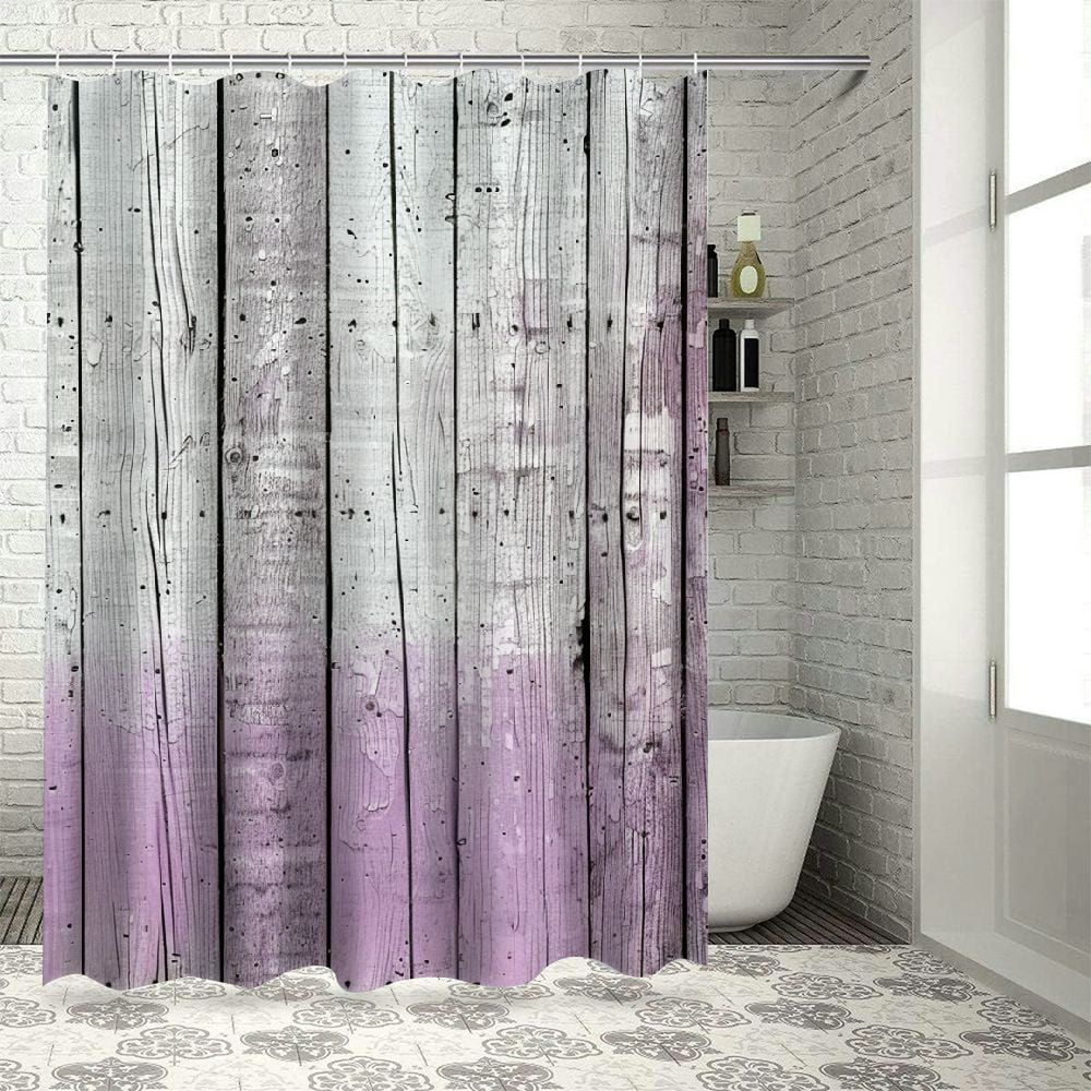 BCIIG Rustic Shower Curtain, Wood Panels Background Digital Tones ...
