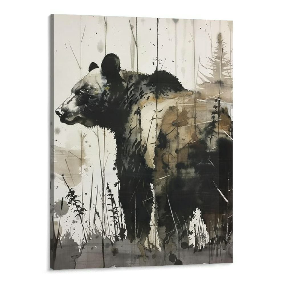 BCIIG Rustic Wildlife Wall Art Black Bear Wall Decor Cabin Bathroom ...